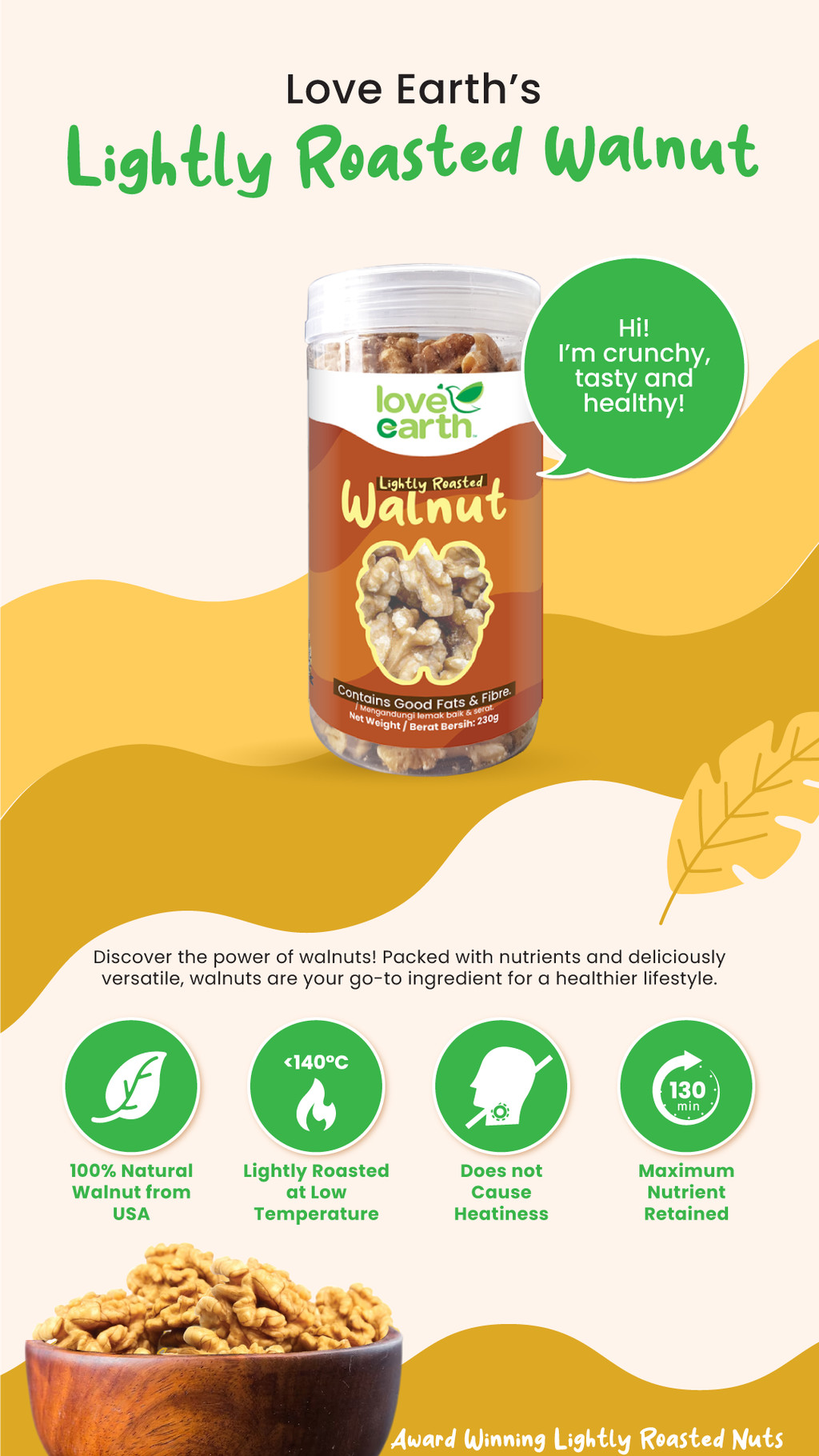 Twin Pack Lightly Roasted Walnut 230g x 2 | Shopee Malaysia