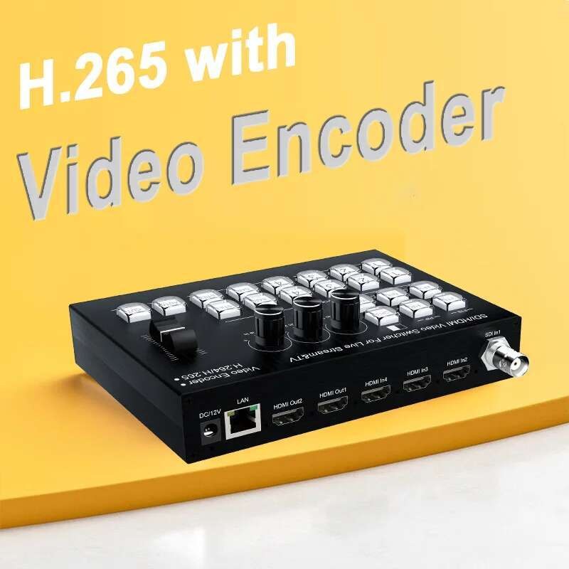 New H.265 SDI HDMI Video Switcher with Live Streaming Encoder Multi Channel 4 Camera Live ...