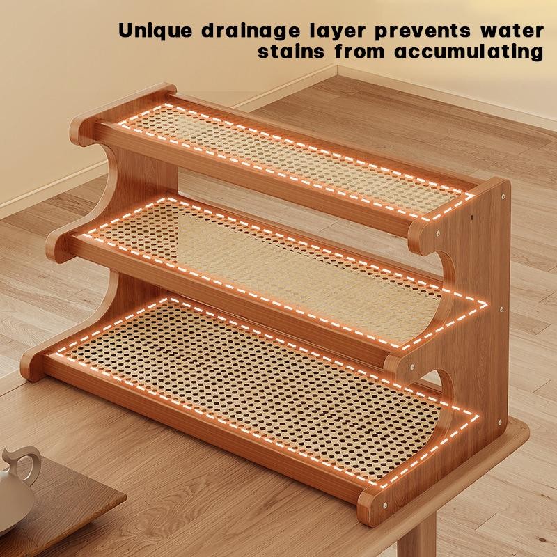 3 Tier Wooden Storage Rack Shelf Rattan Bamboo DIY Minimalist Bookshelf ...