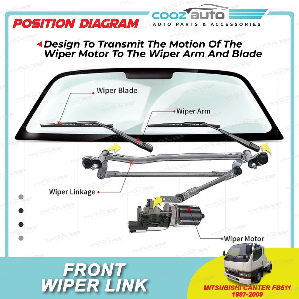 Mitsubishi Canter FB511 1997 - 2009 Front Wiper Link Wiper Linkage ...