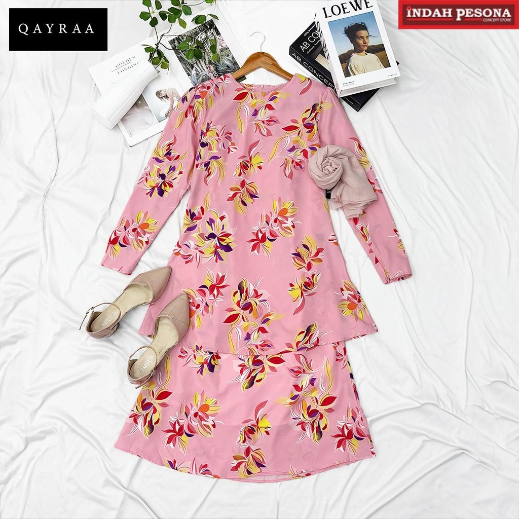 [NEW] QAYRAA ROSIE BAJU KURUNG with Zip/Kurung Moden Slim/Kurung FLORAL ...