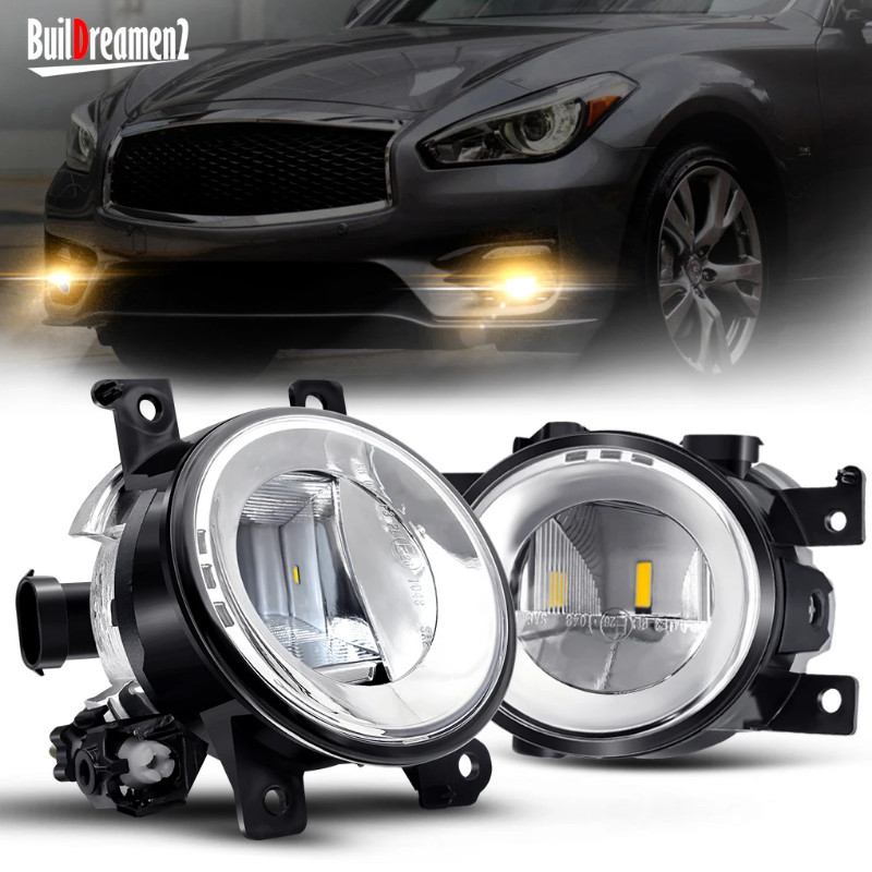 2 Pieces LED Lens Fog Light Car Front Bumper Fog Lamp DRL 30W 6000LM ...