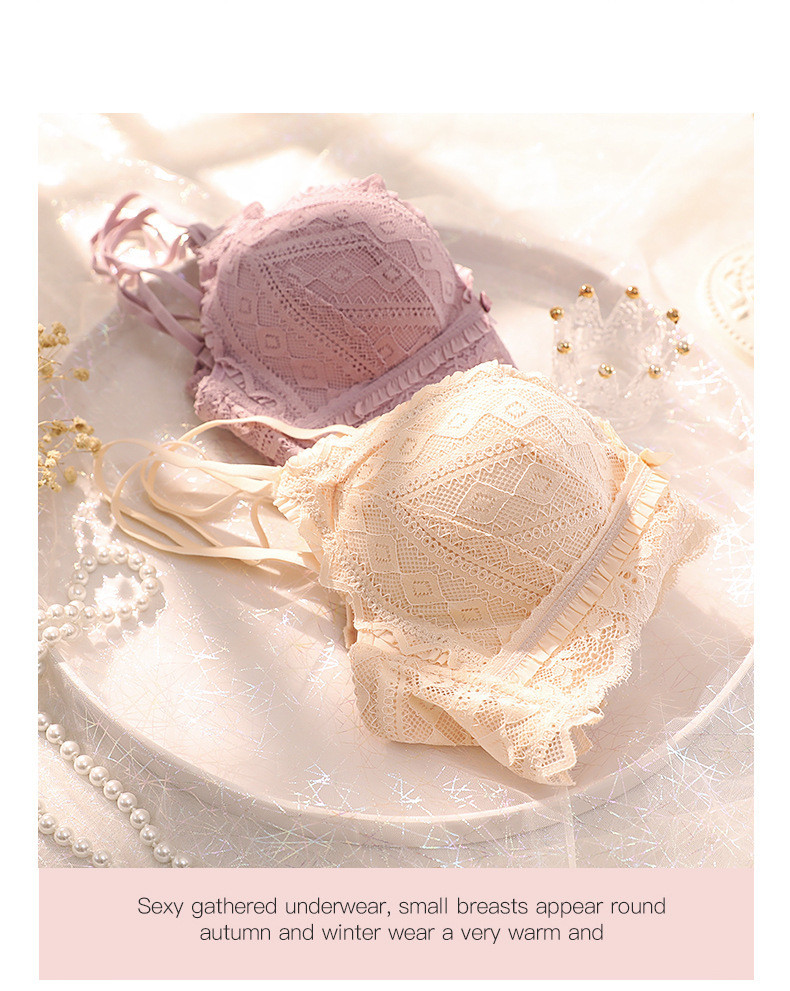 [Wei Mi Rui] Sexy Underwear Lace Small Breast Push-Up Thickened Cup Bra Wireless Breast ...