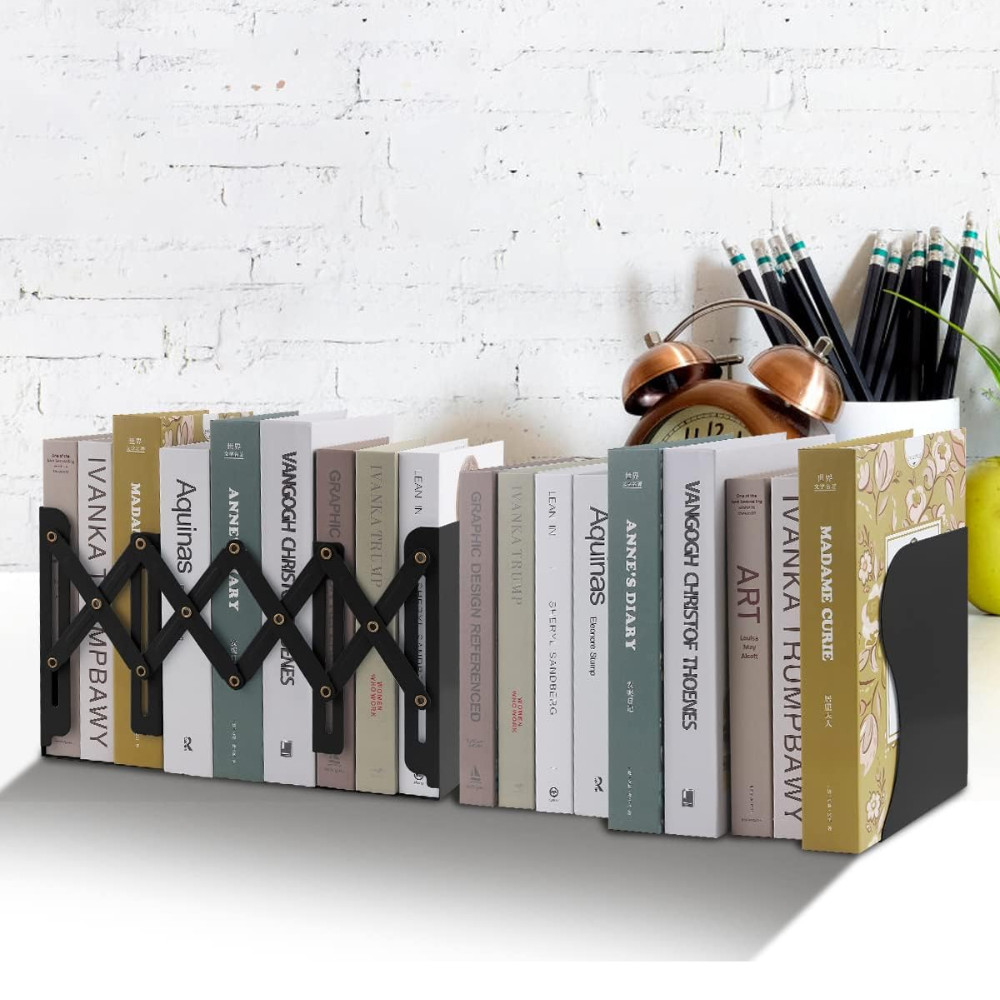 Adjustable File Stand Expandable Metal Book Holder Foldable Book Rack ...