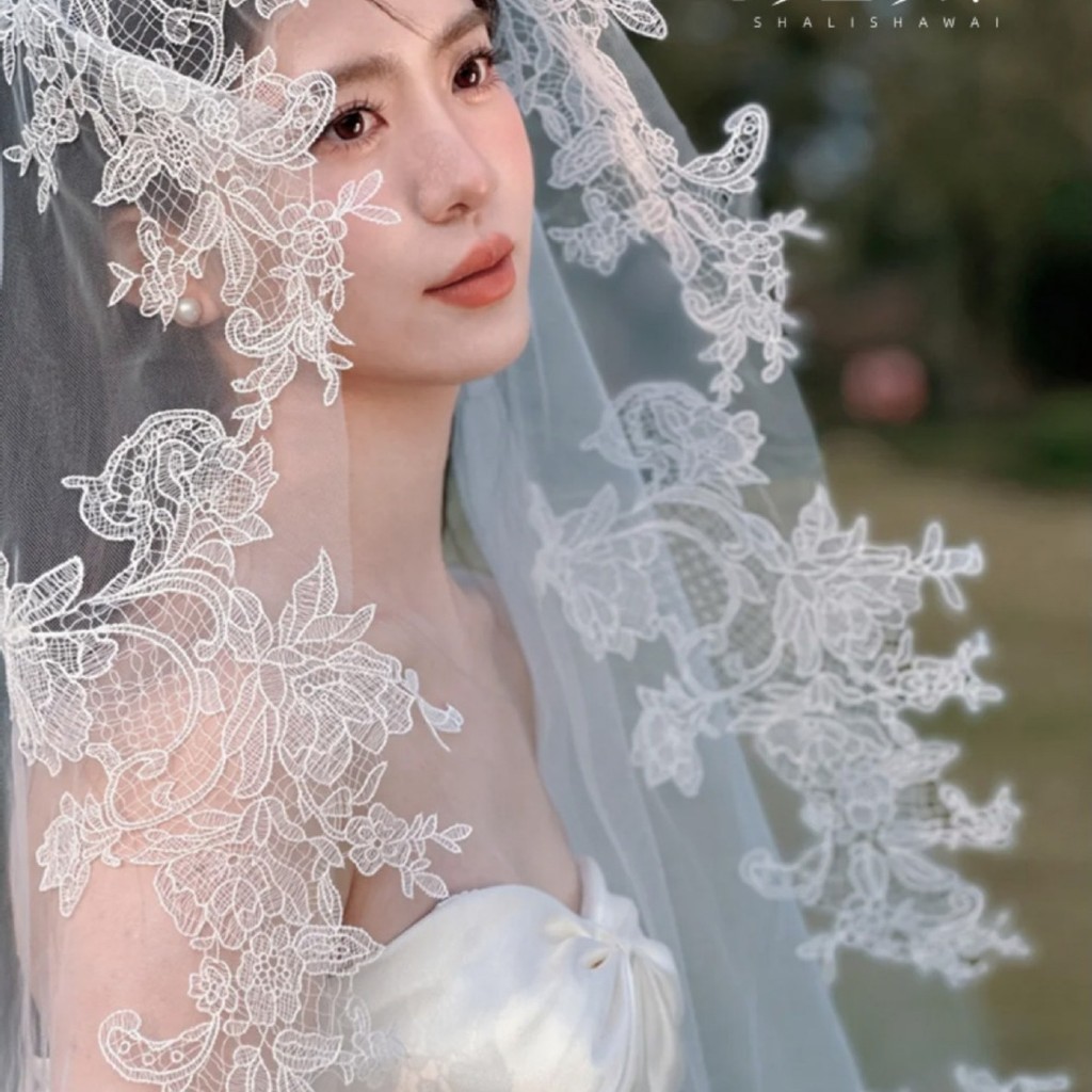 New Korean Retro Lace Long Trailing Veil, High-end Wedding Photo ...