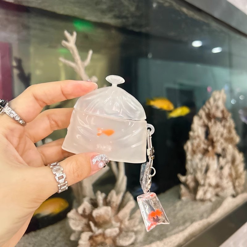 Creative Transparent Goldfish Bag Silicone Wireless Bluetooth Earphone ...