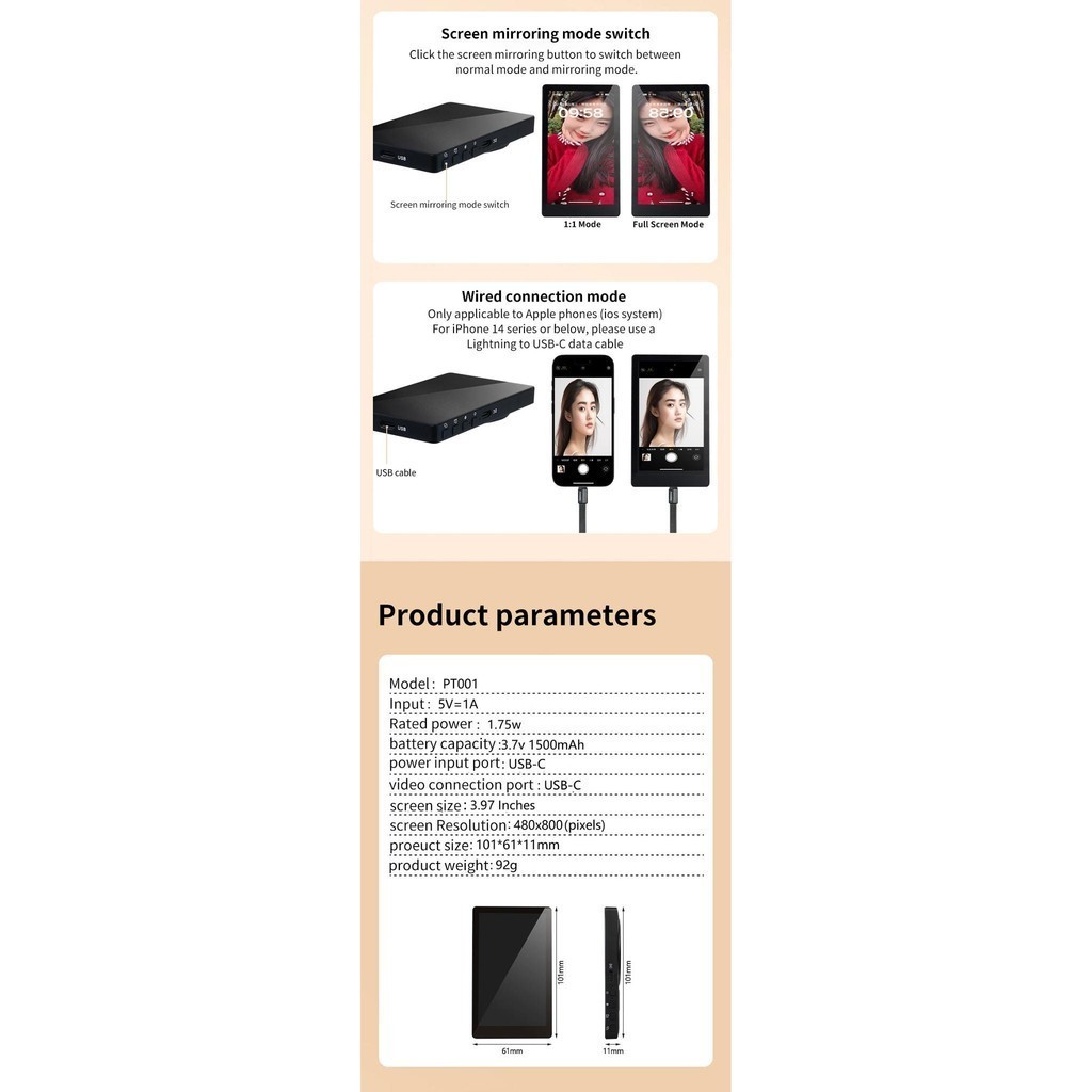 2025 latest hot X40B Vlog Selfie Phone Monitor Screen For Phone Rear ...