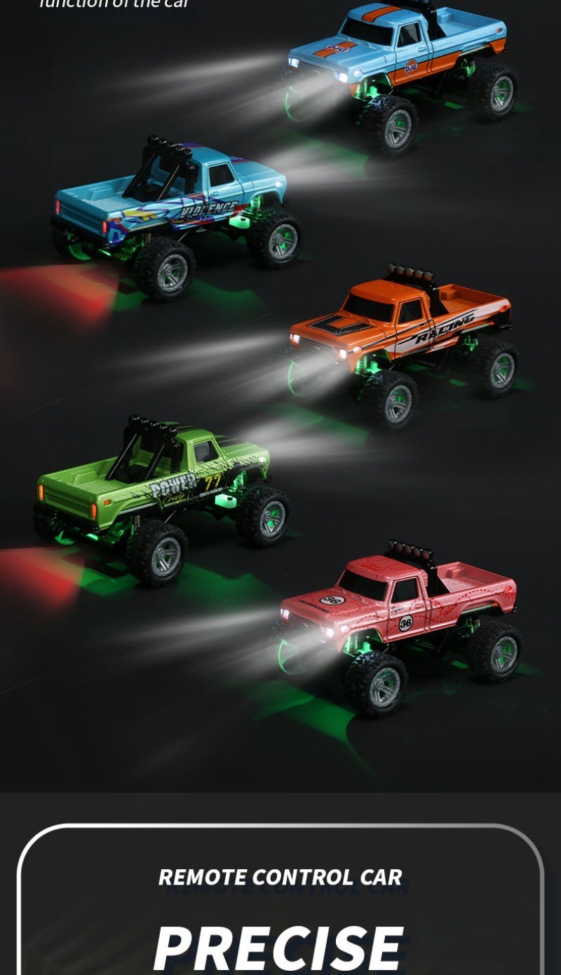 RC Big Wheel Truck Alloy Body Car 1/64 24GHz Remote Control 4x4 Off ...
