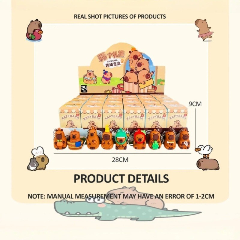 24 Capybara Mini Keychain Blind Box Cute Cartoon Doll Bag Pendant ...