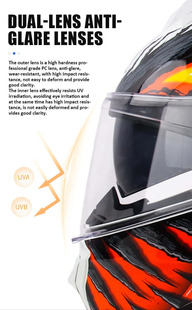 Unisex Motorcycle Helmet Certification Double Lens Cross Section Helmet ...