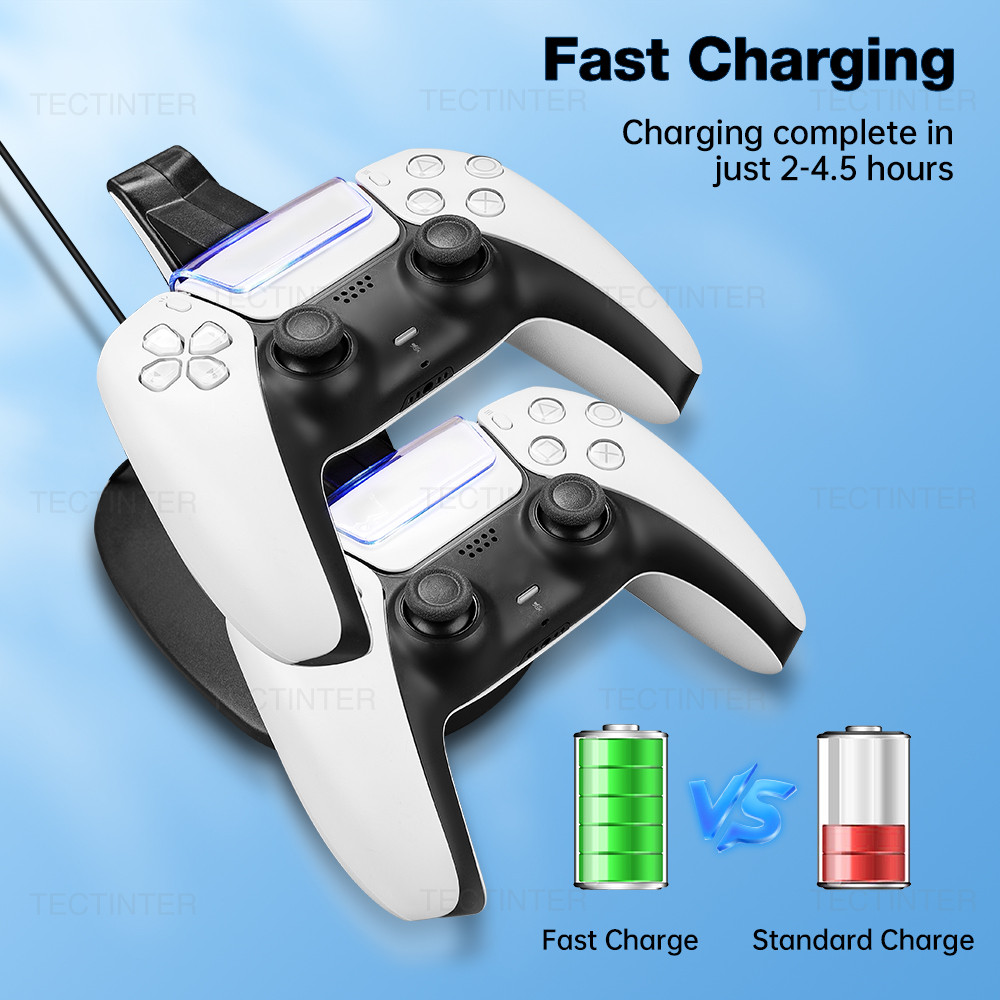 Dual Fast Charging Dock Station Type-C Cable Controller Stand Docking ...