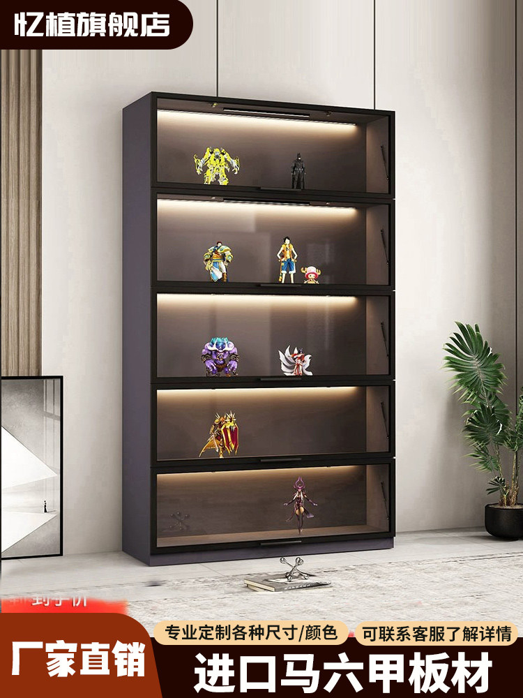 Glass Door Display Cabinet for Figurines, Solid Wood Lego Statue Model ...