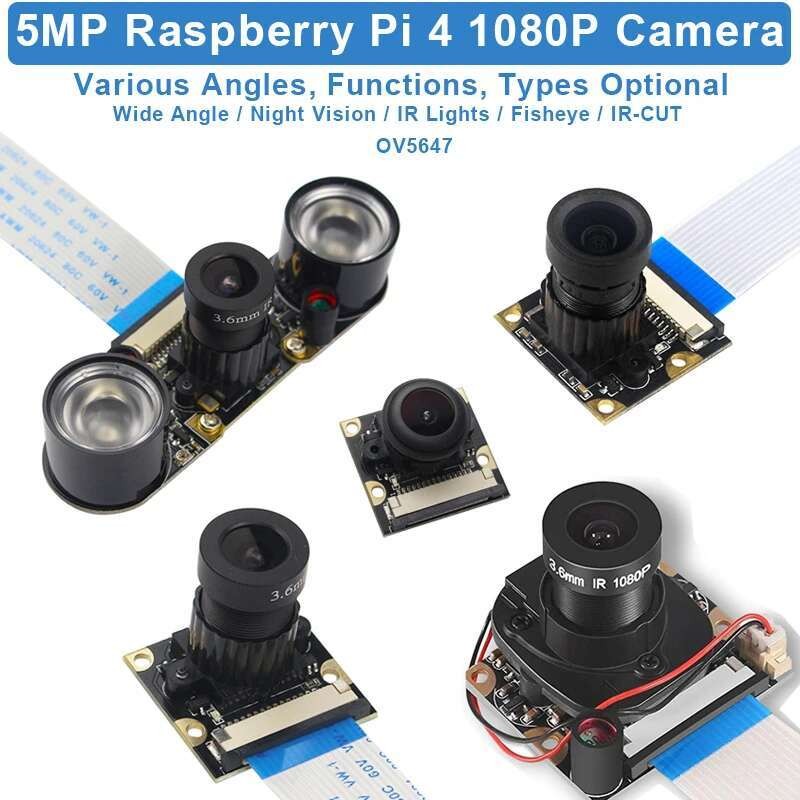 Raspberry Pi 5MP Camera OV5647 1080P Optional Wide Angle Night Vision ...