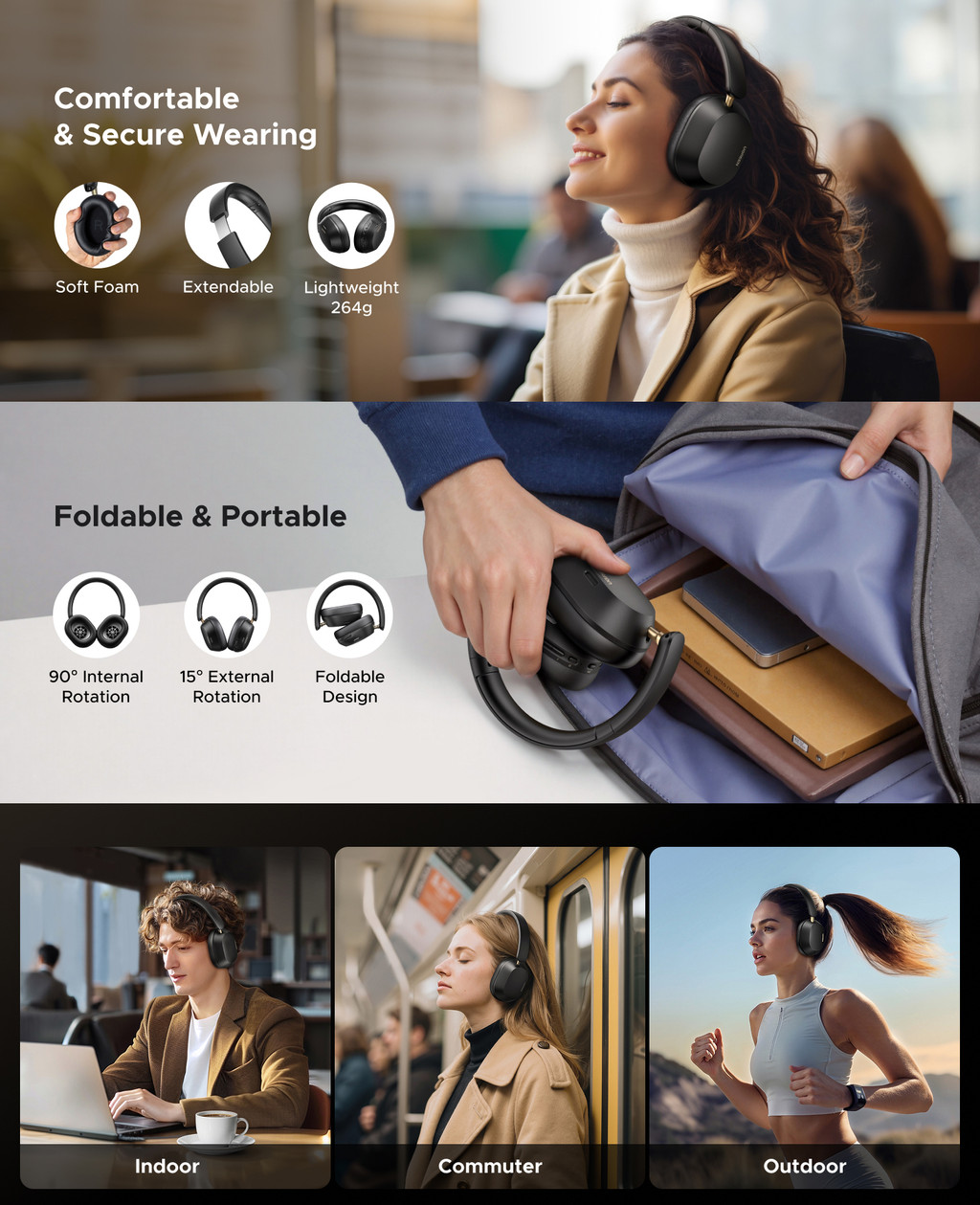 UGREEN Max5C Wireless Bluetooth 5.4 Headphone Hi-Res Certified HiFi Earphone 3D Spatial Audio ...