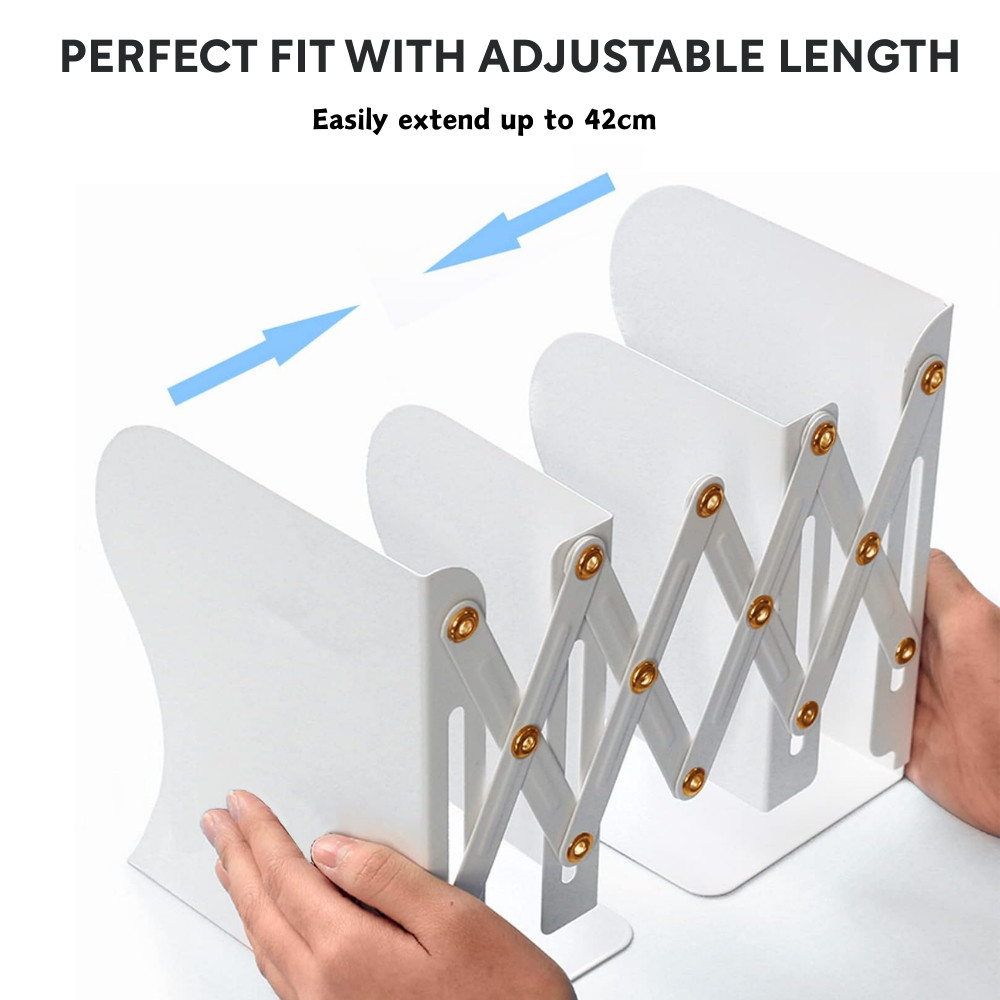 Adjustable File Stand Expandable Metal Book Holder Foldable Book Rack ...