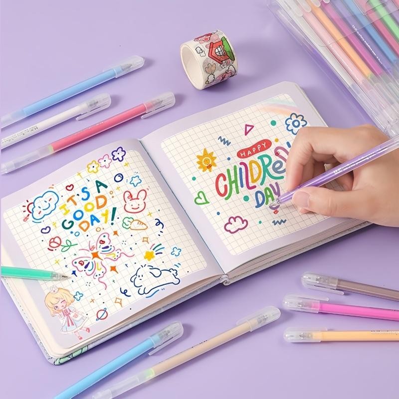 12/48 Color Acrylic Pen Set Can Overlays 1mm Fine Drawing Pen Multiple ...