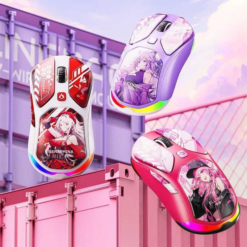 Tri-mode Wireless Anime Gaming Mouse Bluetooth+2.4G Wireless\Wried ...
