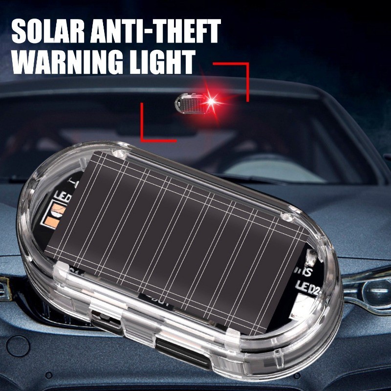 1/2/3Pcs Solar Car Anti-theft Warning Light - Blue Red Deterrent ...