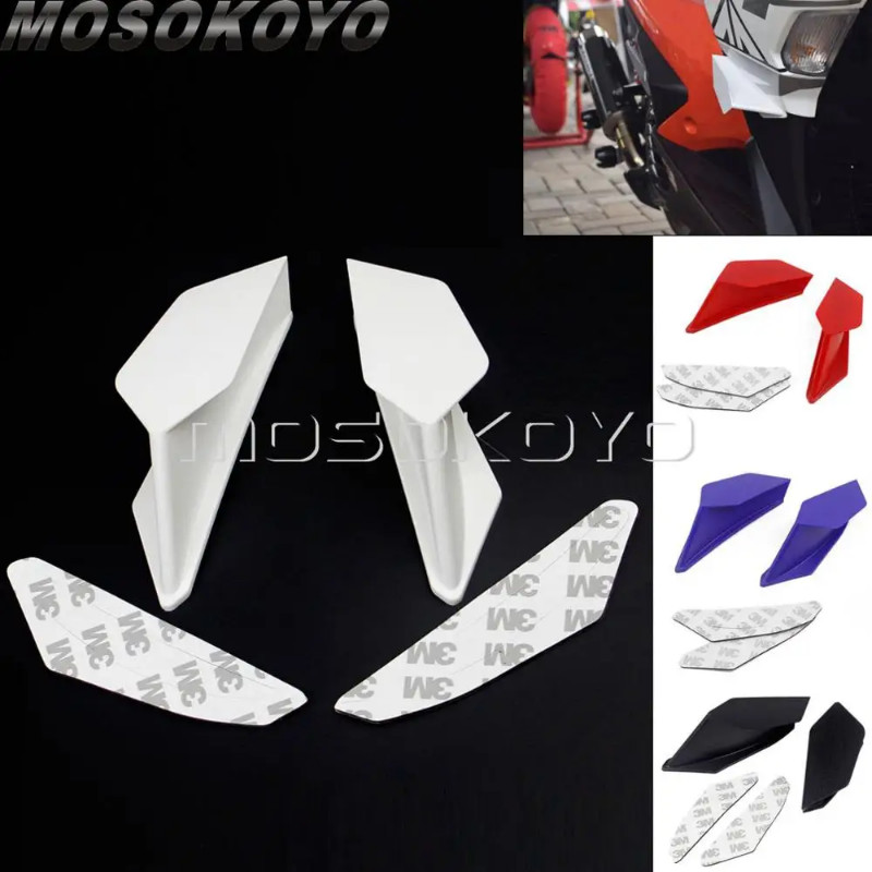 White Motorcycle Scooter Aerodynamic Winglets Kit Side Wing Sticker for ...