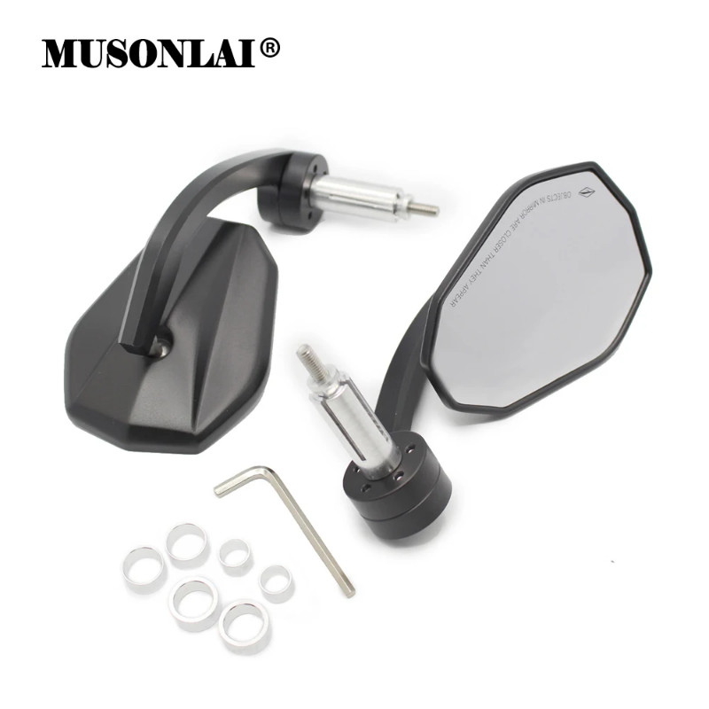 CNC Motorcycle Rear View Side Mirrors 7/8'' 22mm Handlebar Bar End ...