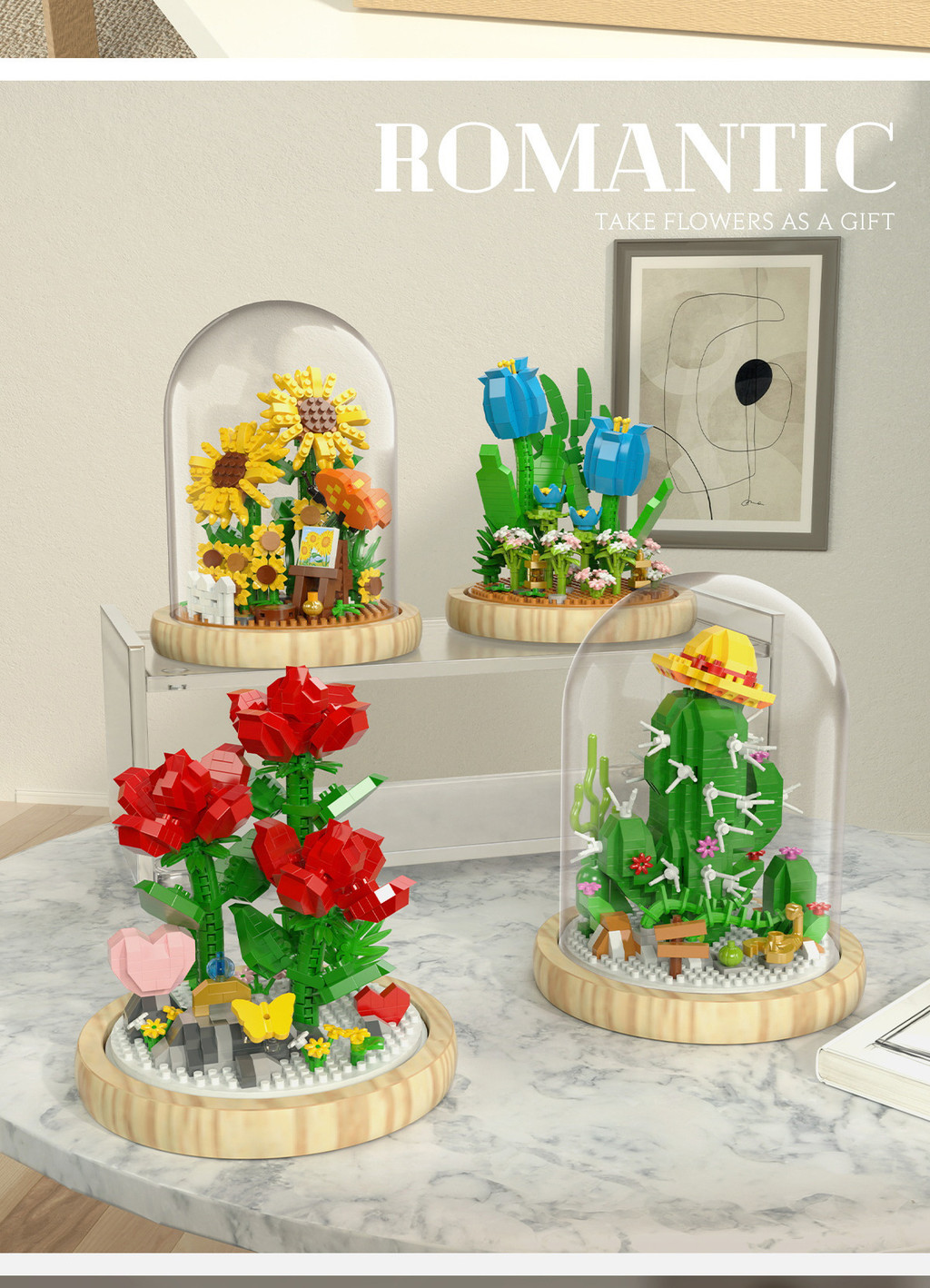 Exquisite Preserved Flowers, Cute Mini Building Block Bouquet Matching ...