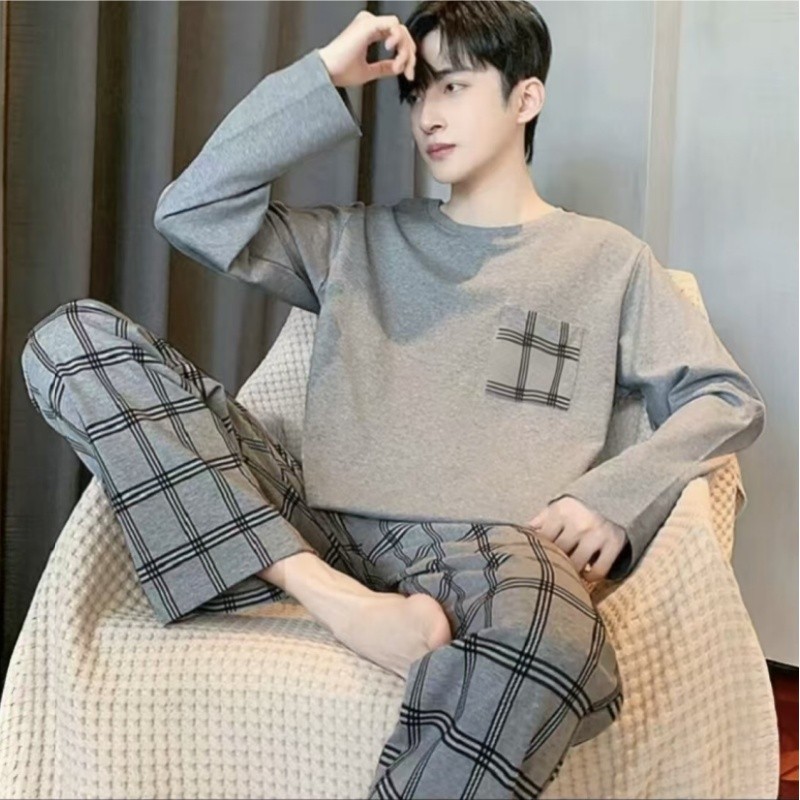 Pajamas Thin Style Homewear Student Spring Autumn Long-Sleeved Men Youth Winter Men's Pajamas ...