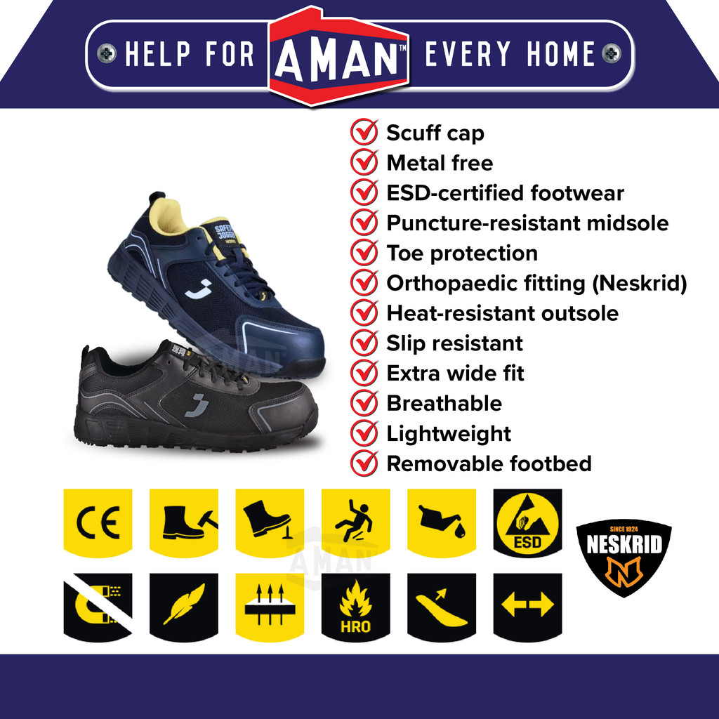 SAFETY JOGGER AAK S1P Low ESD Safety Shoes Composite Toecap Lightweight ...