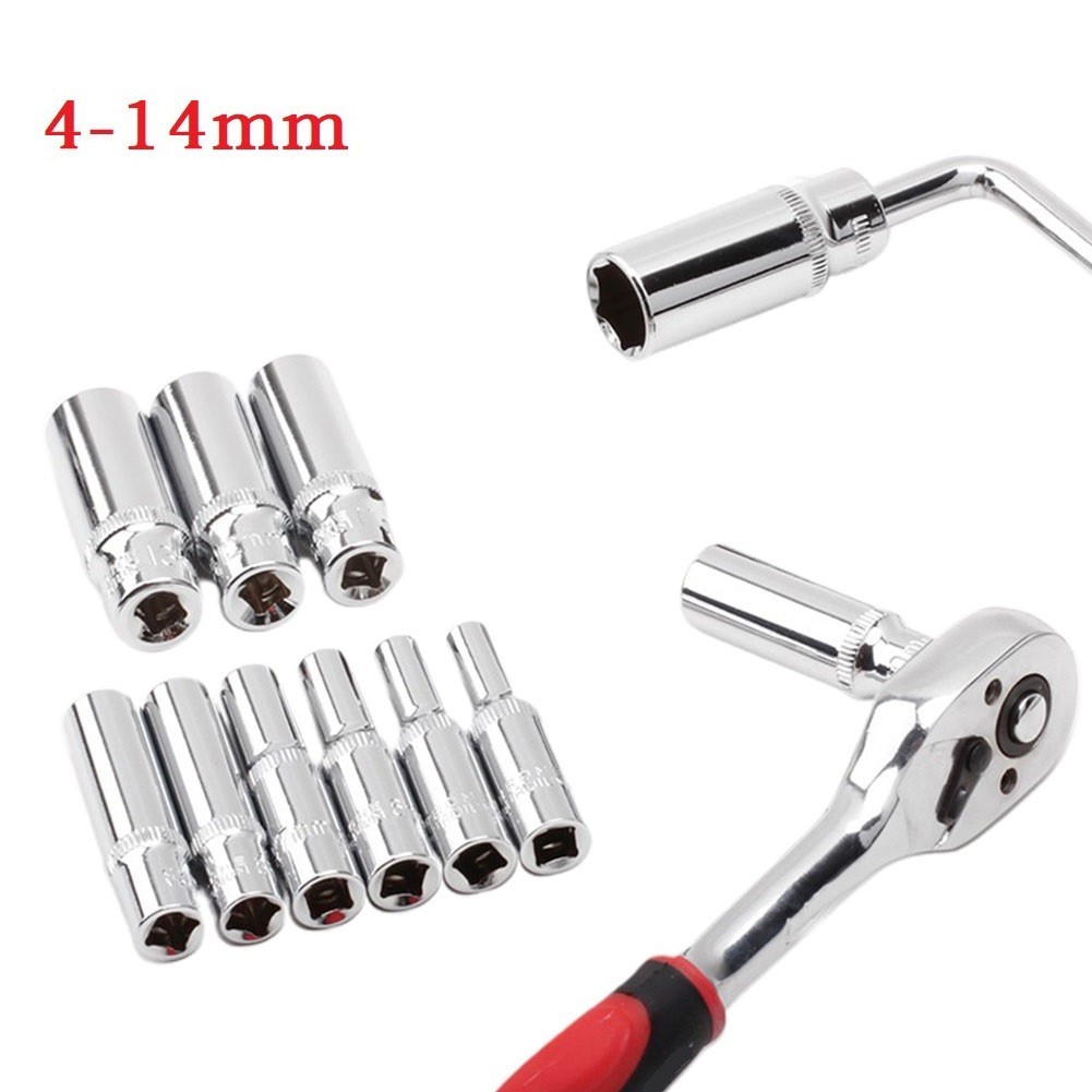 1PCS 4-14mm Deep Socket Adapter 1/4inch Hex Socket Wrench Heads Ratchet Tool | Shopee Malaysia