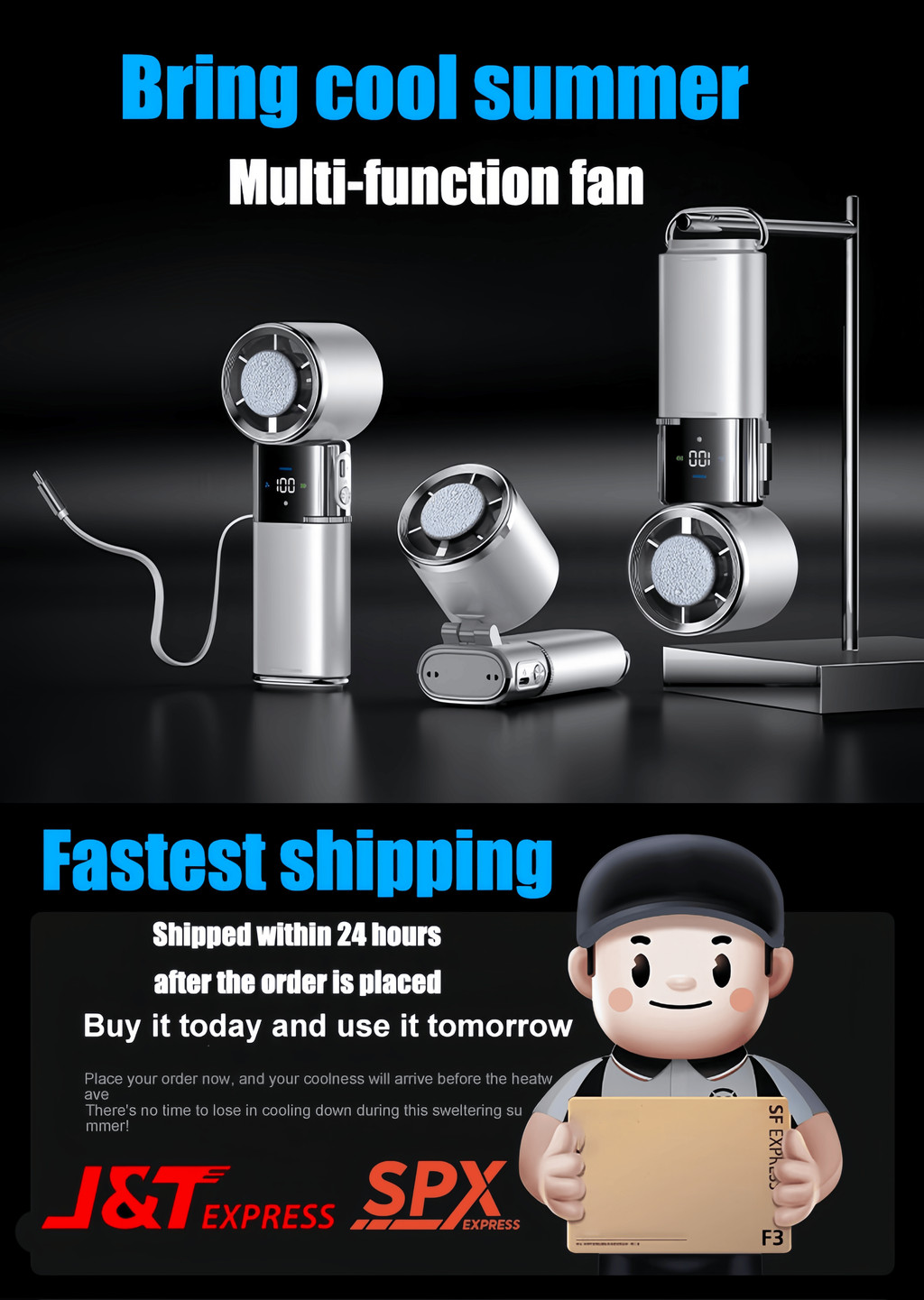 [Expensive But Amazing] Handheld Fan Power Bank Portable Rechargeable ...