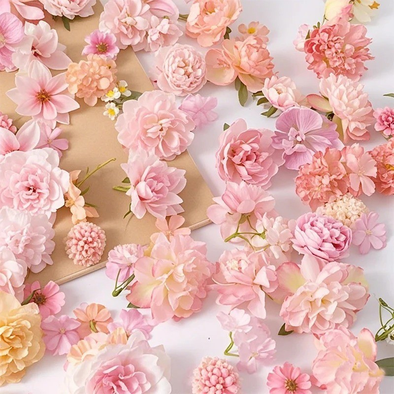 20/50Pcs Artificial Flower Pink Fake Flower Set Artificial Hydrangea ...