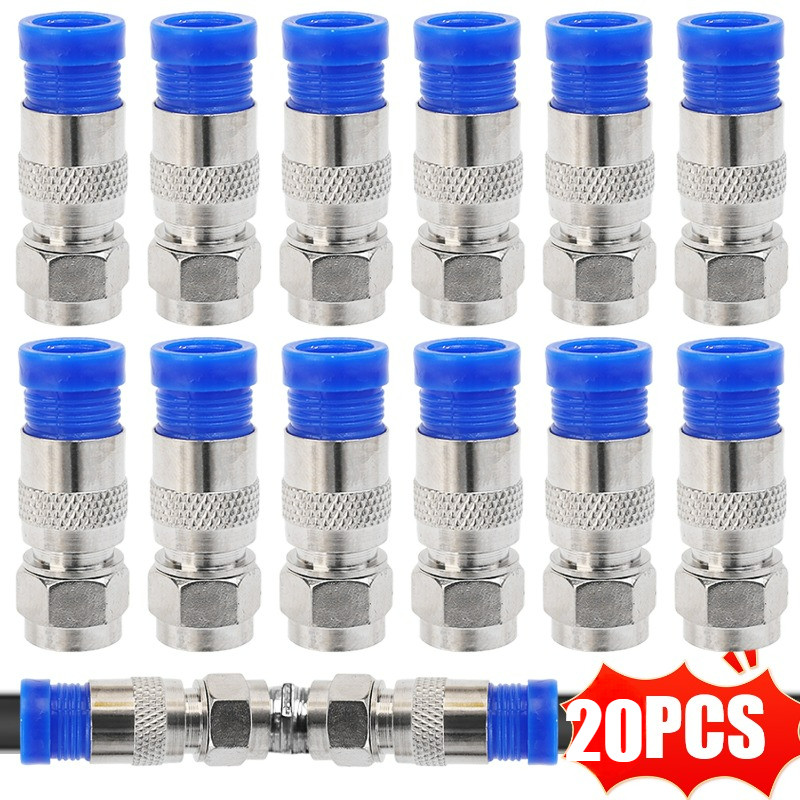 5/20pcs RG6 Compression Connectors - Coaxial Cable Waterproof ...