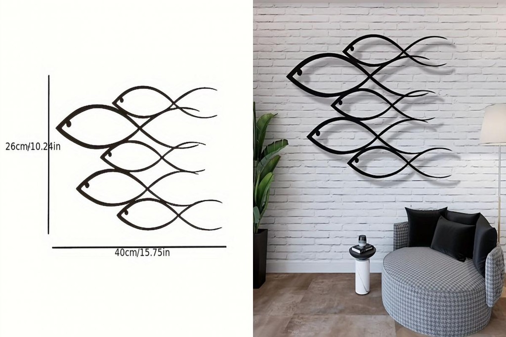 Artistic Wall Decor Fish Design Decorative Metal Fish School Design ...