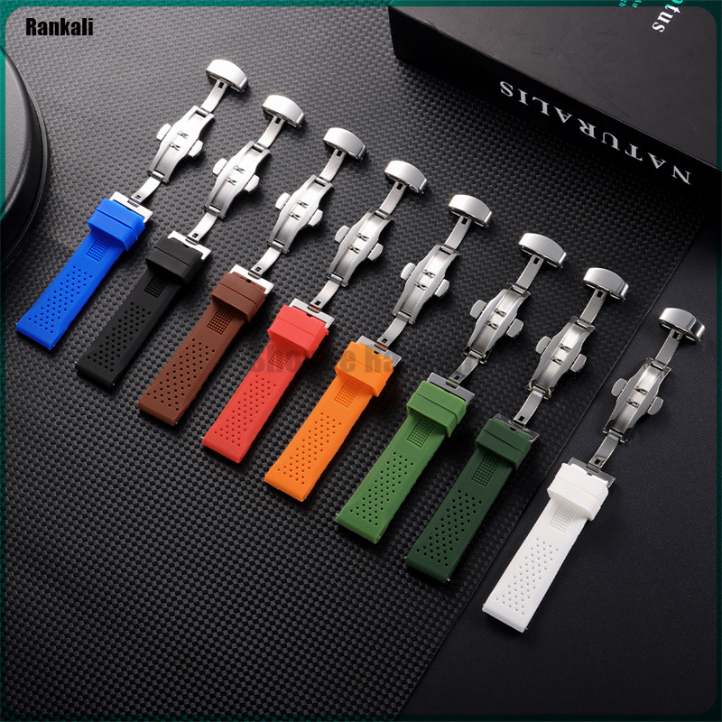 Silicone Watch Band Butterfly Buckle 16mm 18mm 20mm 22mm 24mm Quick ...