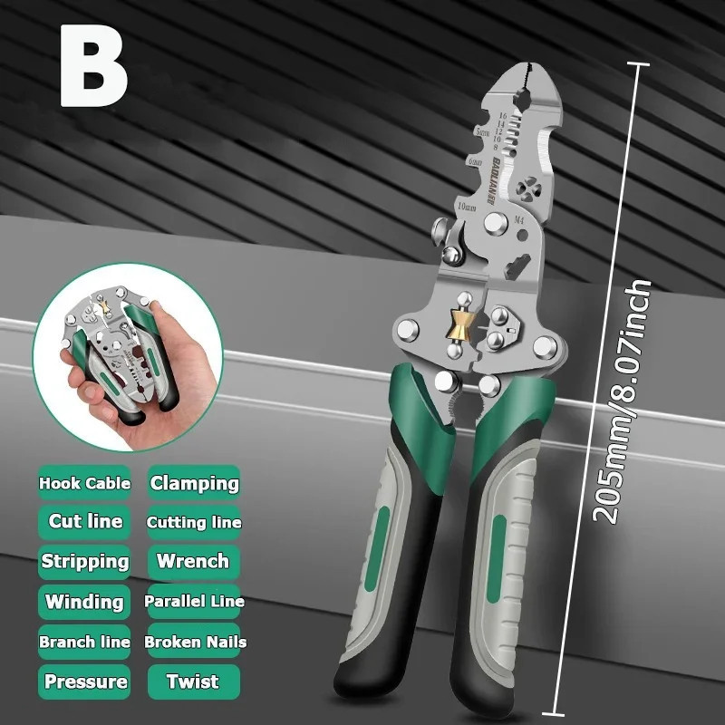 Foldable Multifunction Wire Stripper Piler Wire Cutter Crimping Tool ...