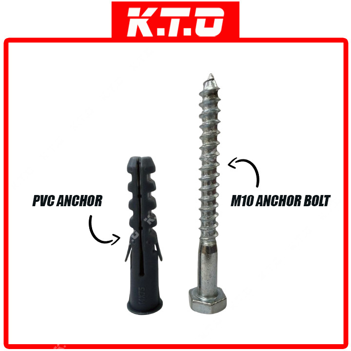 3PCS / Set M10 x 100 Hex Bolt Screw with PVC Wall Plug Set / Skru ...