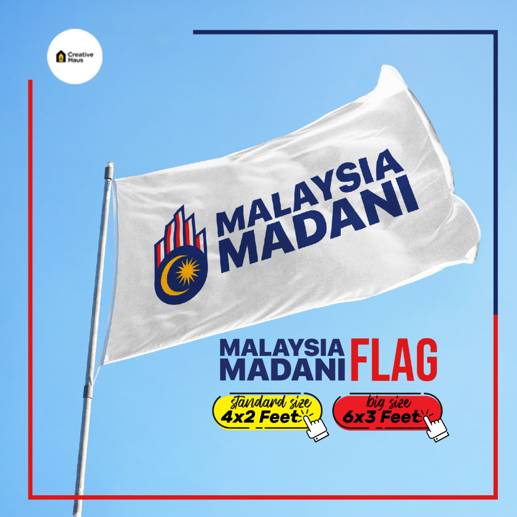 Bendera Madani Panji politik kerajaan Madani Malaysia | Shopee Malaysia