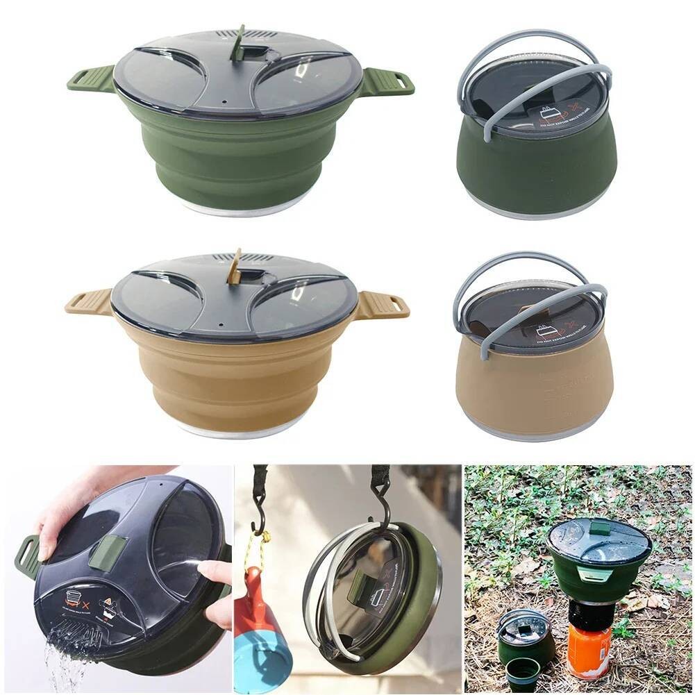 Silione Folding Camping Kettle Pan Portable Collapsible Heat Resistant ...