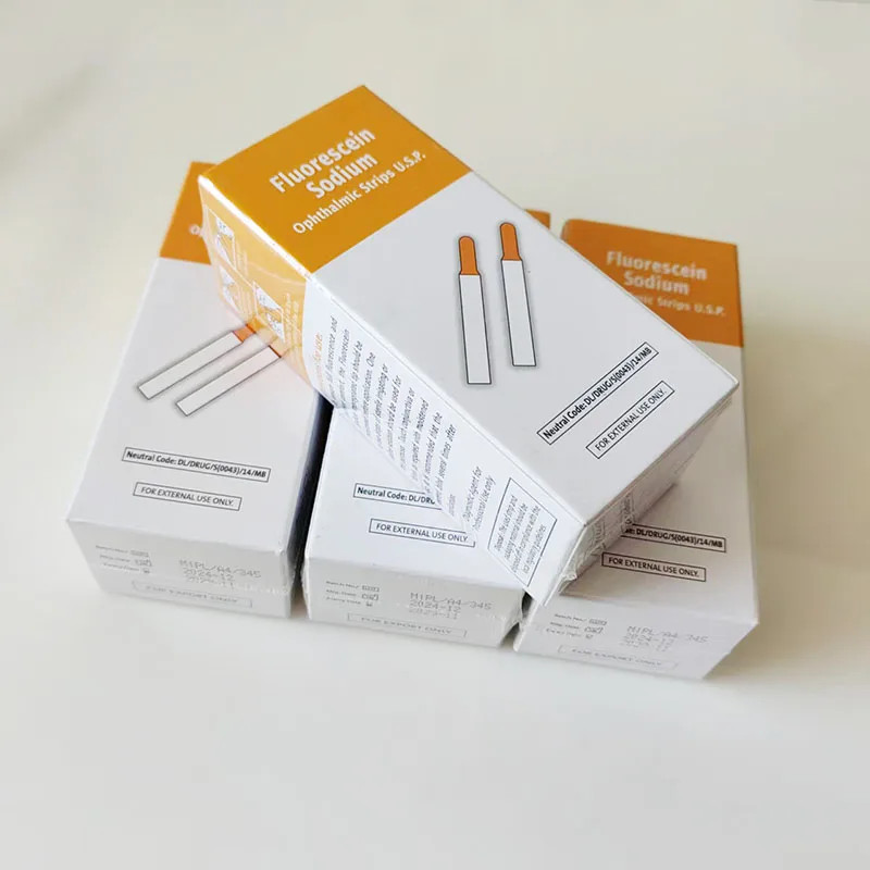 100 Pcs/box India Fluorescein Sodium Eye Test Strip Fluorescent Test ...