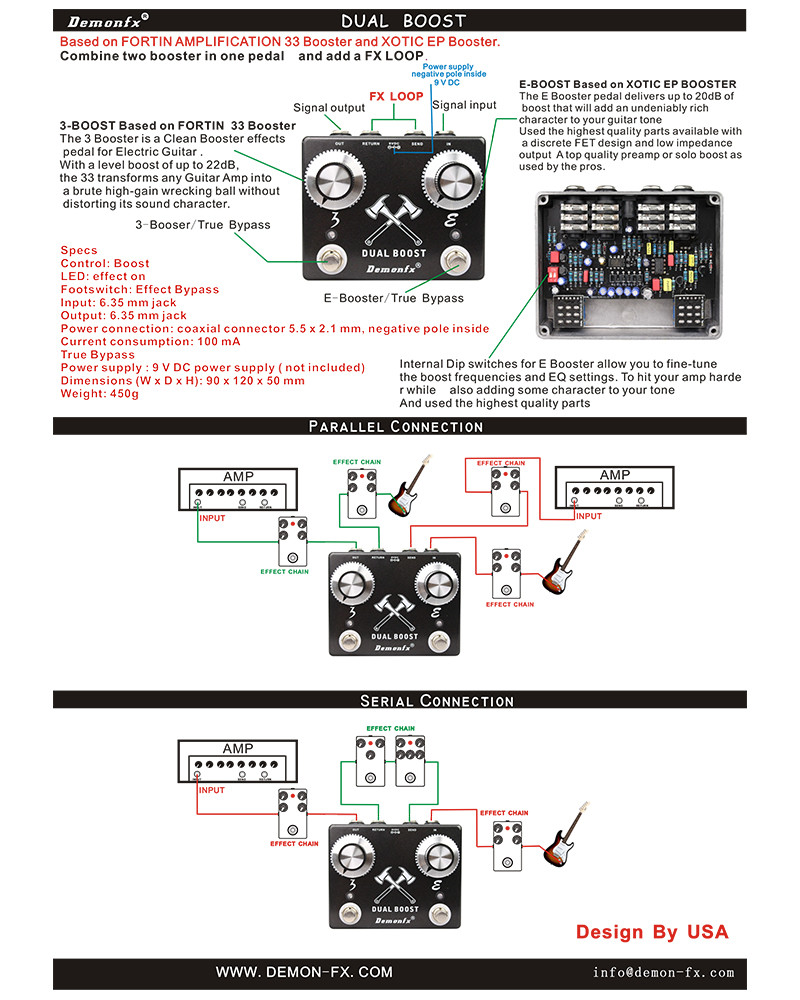 Demonfx Dual Boost Guitar Effect Pedal Two Highest Quality Booster In ...