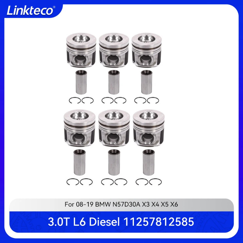 Engine part 6X piston & piston ring set Fit 3.0 T L L6 N57D30 N57 ...
