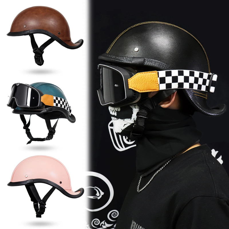Half Face Vintage Motorcycle Helmet Retro German Kask,Cafe Racer ...