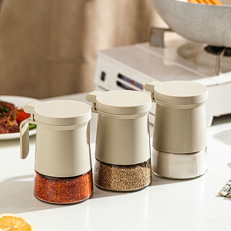 Airtight Sealing Condiment Jar Flip Open Glass Seasoning Bottle Spices ...