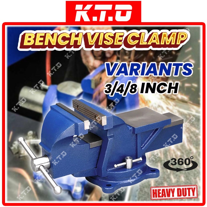 3 / 4 / 5 / 6 / 8 Inch KTO Heavy Duty Swivel Bench Vise Clamp Grafting Tool Set 360° Base Table ...