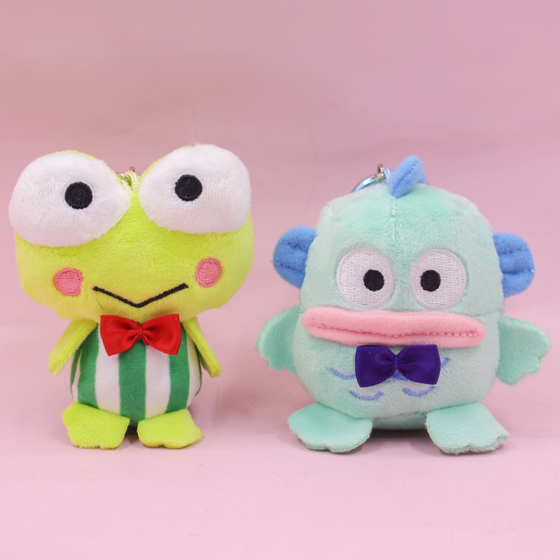 Sanrio Cute Ugly Fish Han Tun Blue Area Red Butterfly Bow Frog Plush ...
