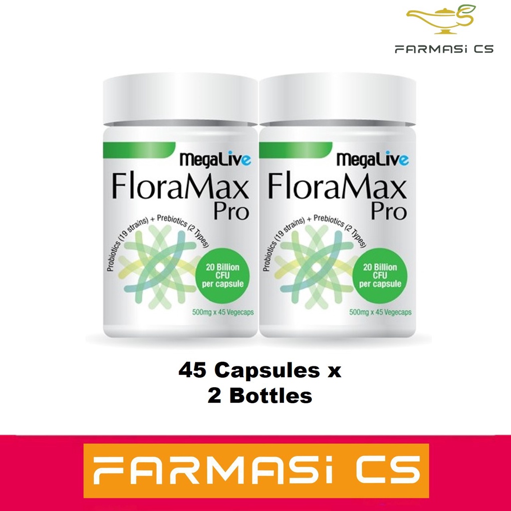 MegaLive FloraMax Pro 500mg Vegecaps 45s x 2 bottles EXP:10/2025 ...