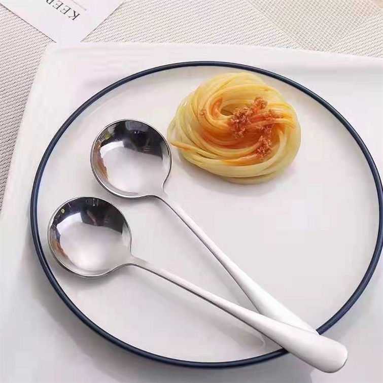 Round Spoon Fruit Dessert Soup Stainless Steel Small Round Spoon ...