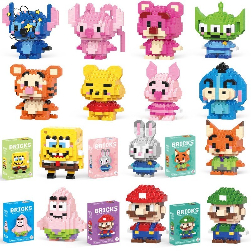 50-in-1 DIY Nano Building Blocks Kit, Micro Cartoon Characters With Display Stand, Christmas ...