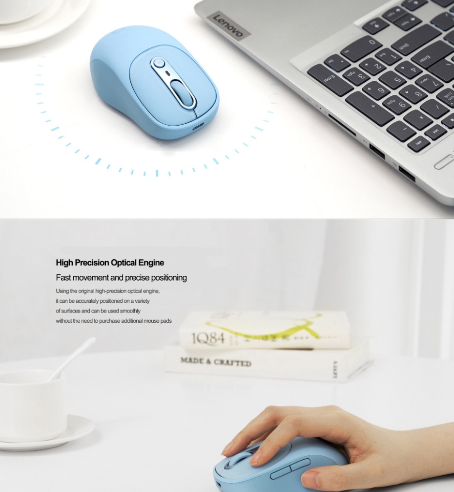 Lenovo Xiaoxin Bluetooth Wireless Mouse Plus 1600 DPI/Soft Button/Built ...