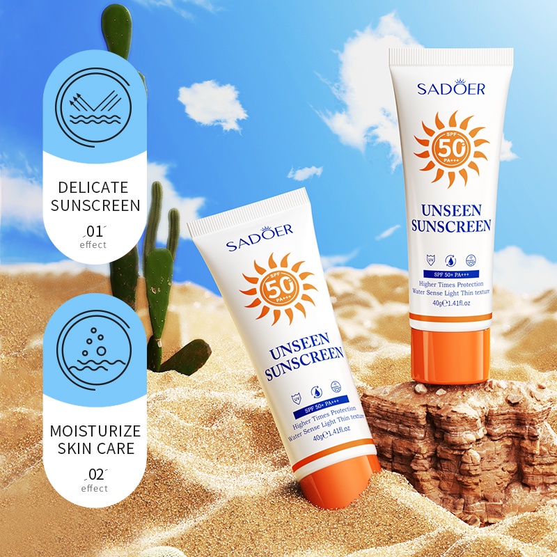 ROREC SADOER SPF50+ PA+++ Unseen Sunscreen Anti-UV Anti-Wweat Isolation Sunblock 40g | Shopee ...