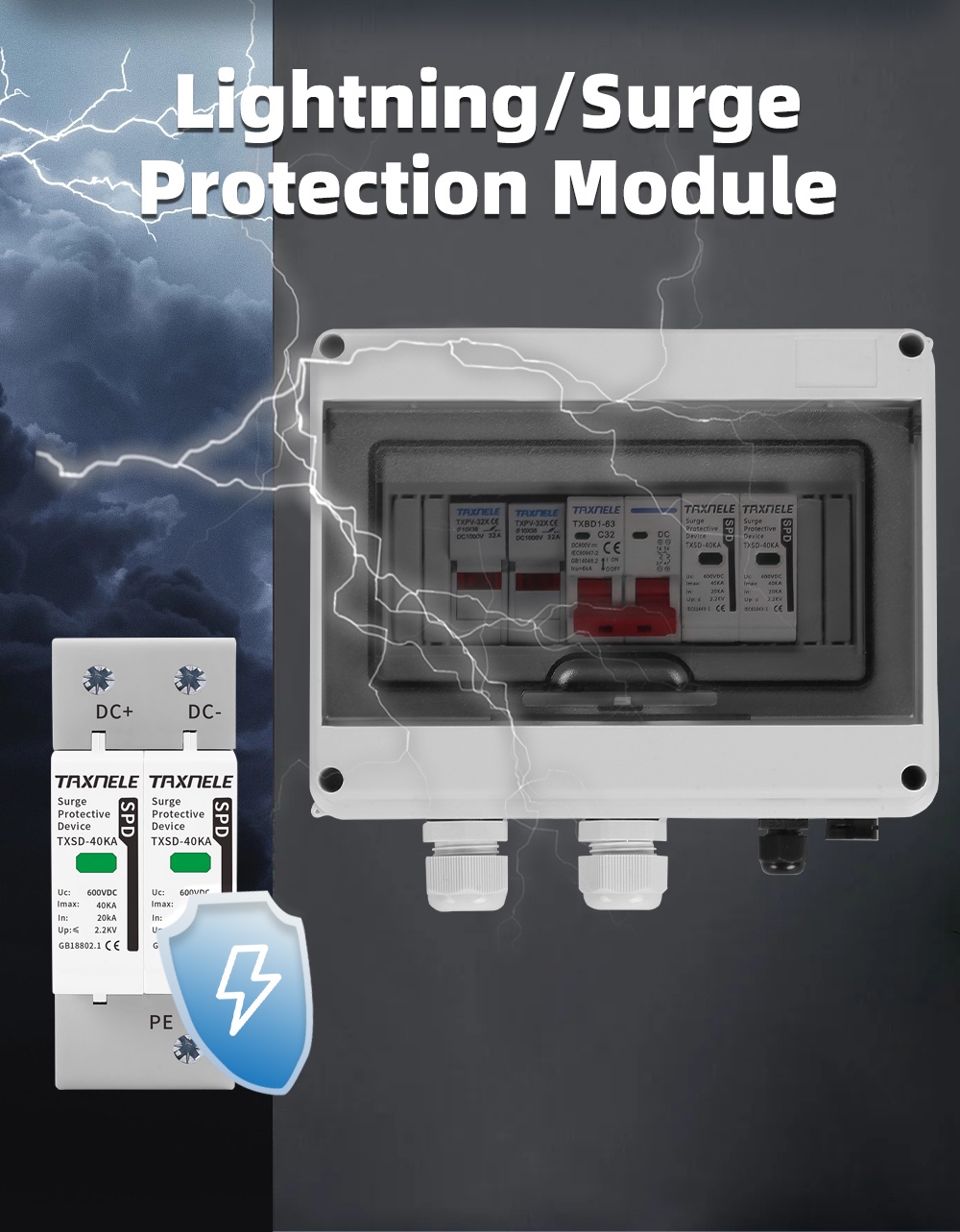 Solar photovoltaic PV DC Combiner Box Surge Lightning Protection 1 ...